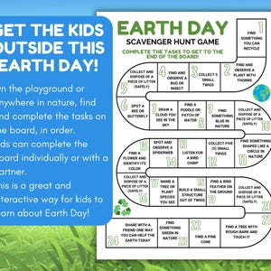 Earth Day Scavenger Hunt for Kids, Printable Earth Day Scavenger Hunt ...
