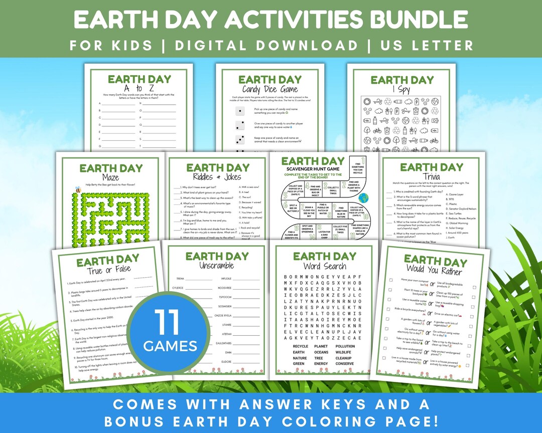 Earth Day Activities Bundle for Kids, Printable Earth Day Activities ...