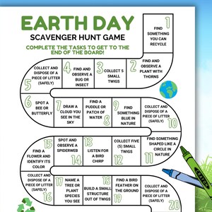Earth Day Scavenger Hunt for Kids, Printable Earth Day Scavenger Hunt ...