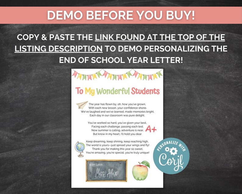 Editable End of School Year Poem, End of Year Gift for Students, Gift ...