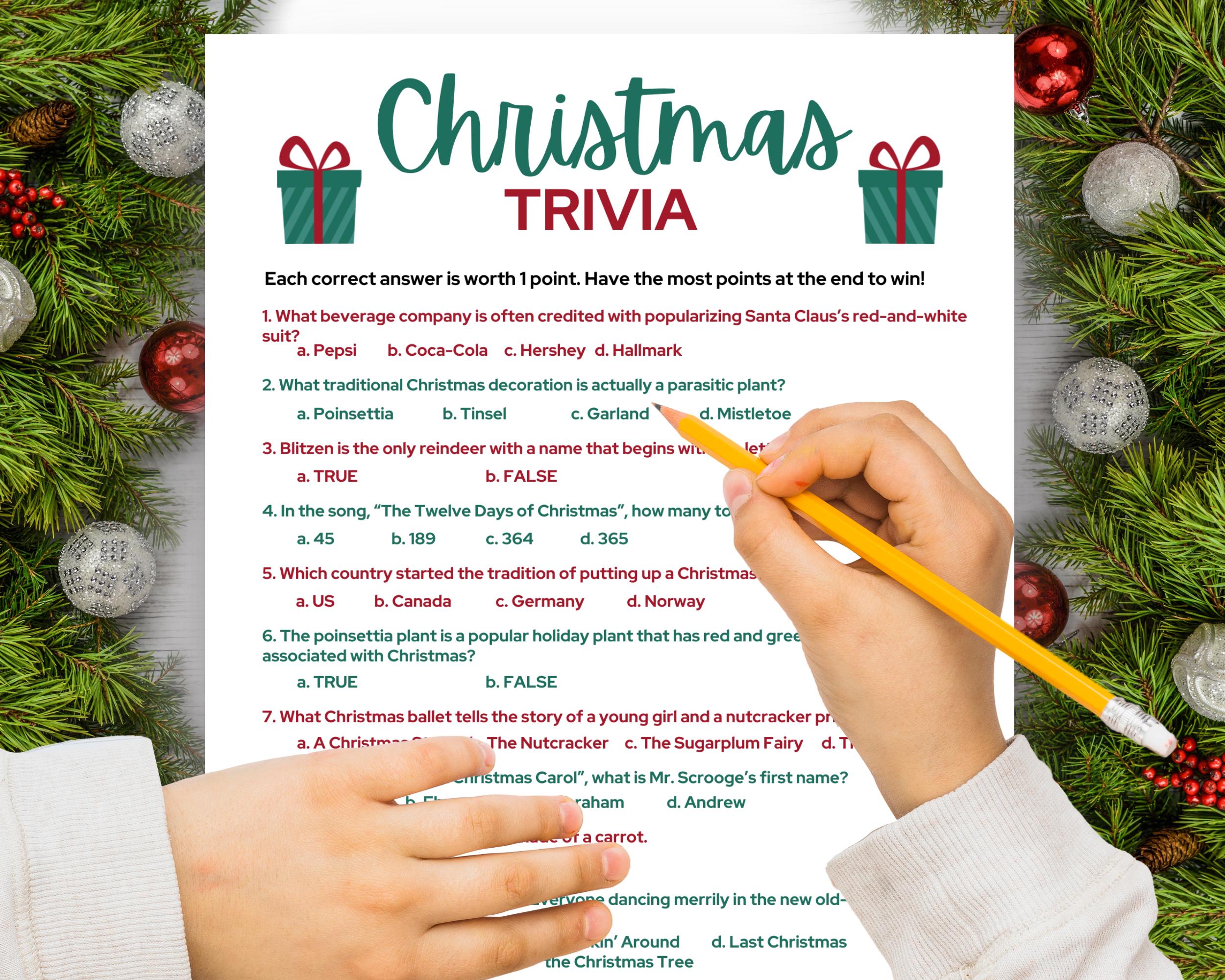 Printable Christmas Trivia and Answers the Ultimate Christmas Quiz - Etsy