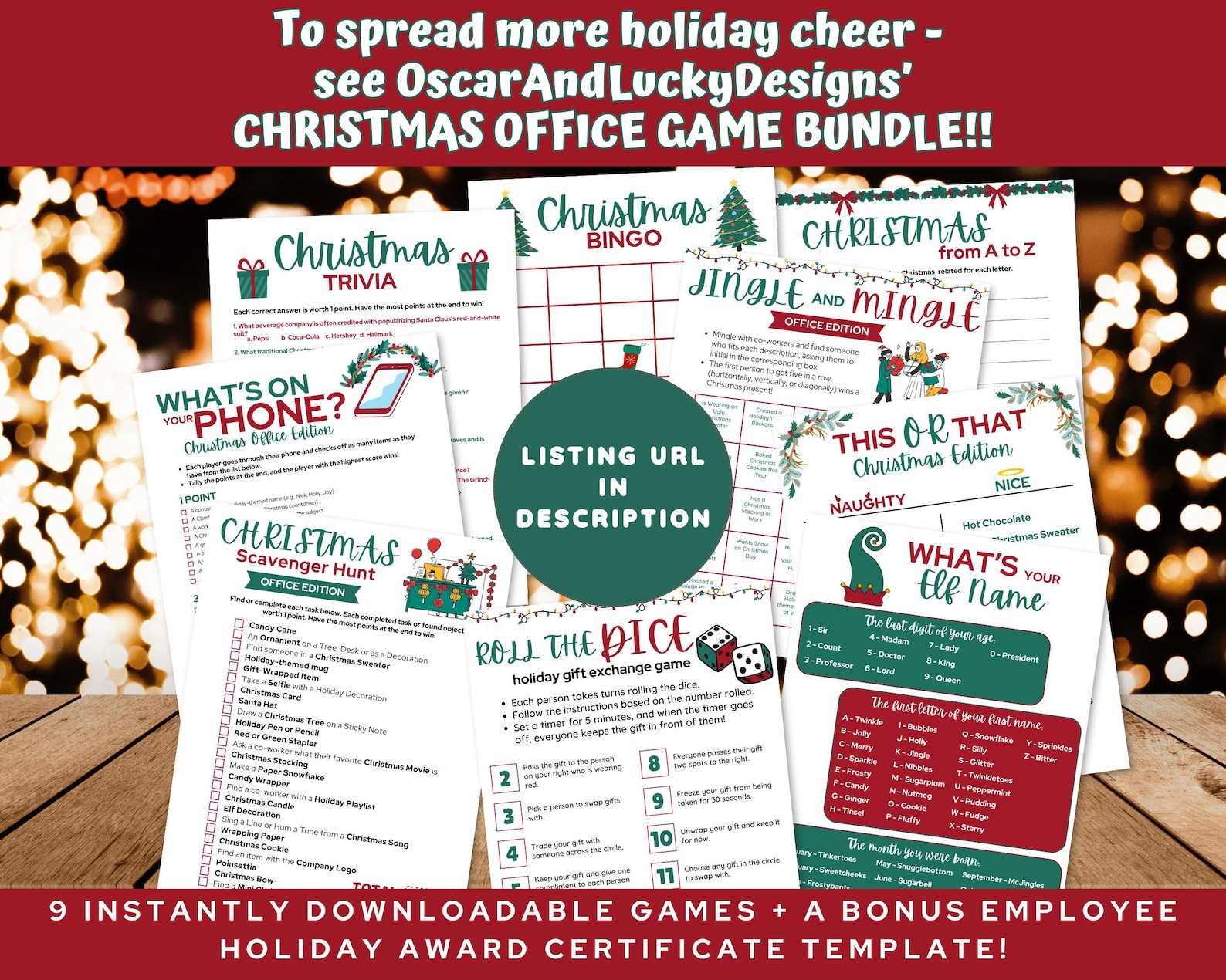 Printable Office Christmas Scavenger Hunt | Indoor Christmas Scavenger Hunt | Work Holiday ...