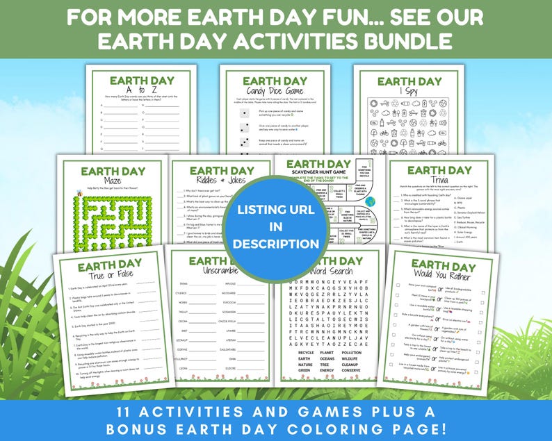 Earth Day Scavenger Hunt for Kids, Printable Earth Day Scavenger Hunt ...