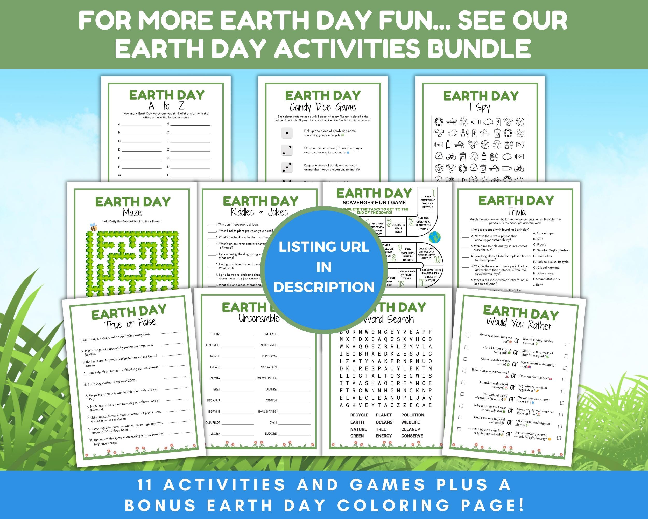Earth Day Scavenger Hunt for Kids, Printable Earth Day Scavenger Hunt ...