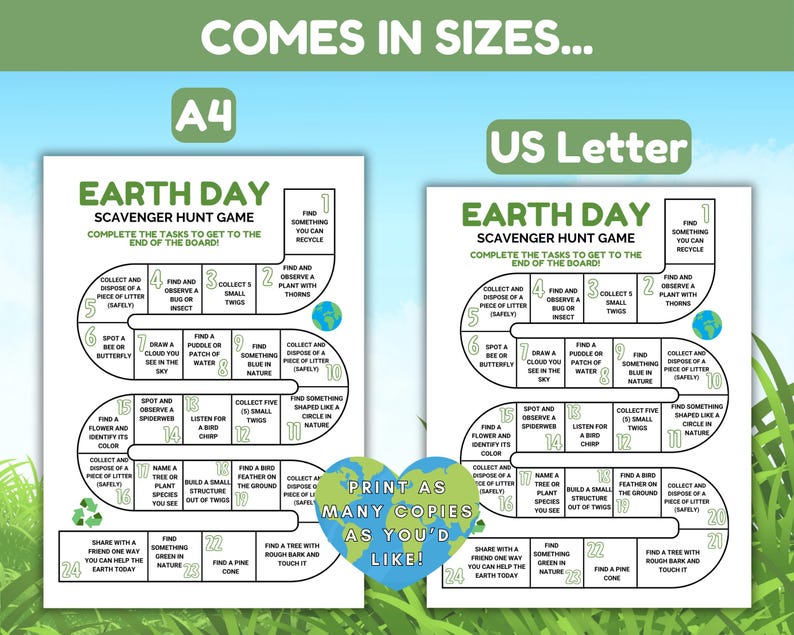 Earth Day Scavenger Hunt for Kids, Printable Earth Day Scavenger Hunt ...
