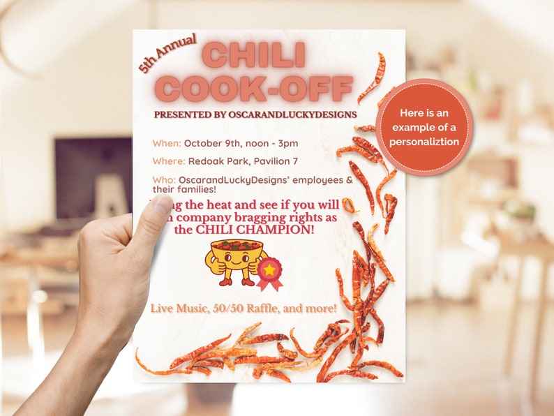 Editable Chili Cook-off Flyer Template Easy Corjl Download - Etsy
