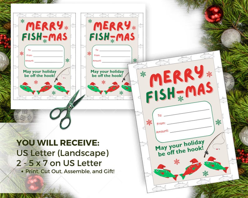 Merry Fish-mas Printable Gift Card Holder and DIY Envelope | Printable ...