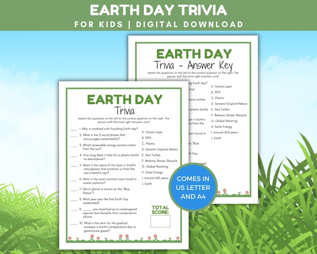 Earth Day Trivia for Kids, Printable Earth Day Trivia, Earth Day ...