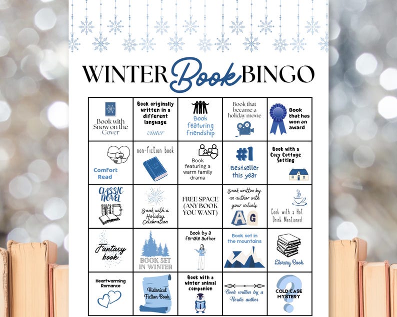 Printable Winter Book Bingo | Winter Book Tracker | Book Club Game ...