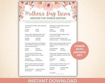 Printable Mother's Day Trivia Game, Mother's Day Brunch Activity ...
