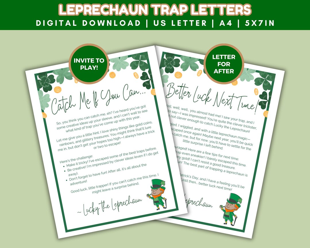 Leprechaun Trap Letters, Printable Leprechaun Letters, Leprechaun Notes ...