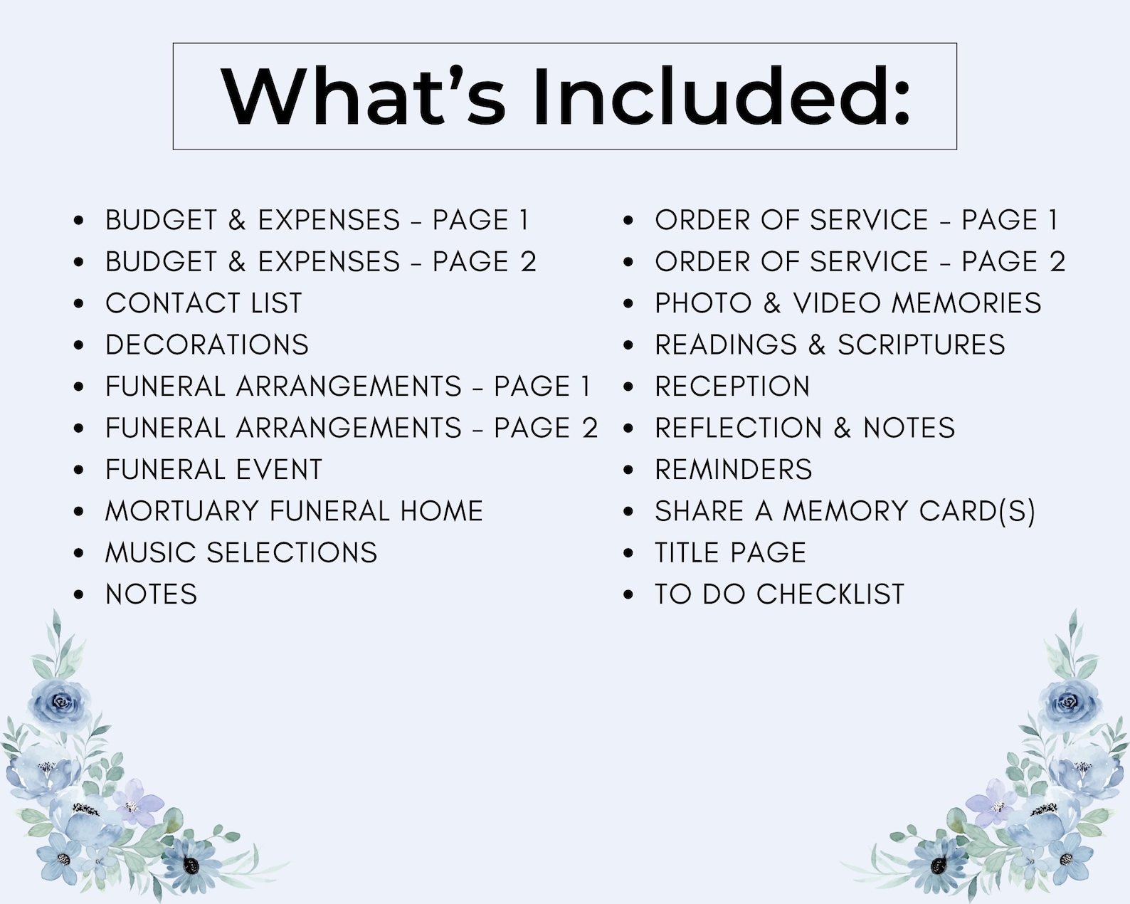 Printable Funeral Service Planner, Celebration of Life Planner, Funeral ...