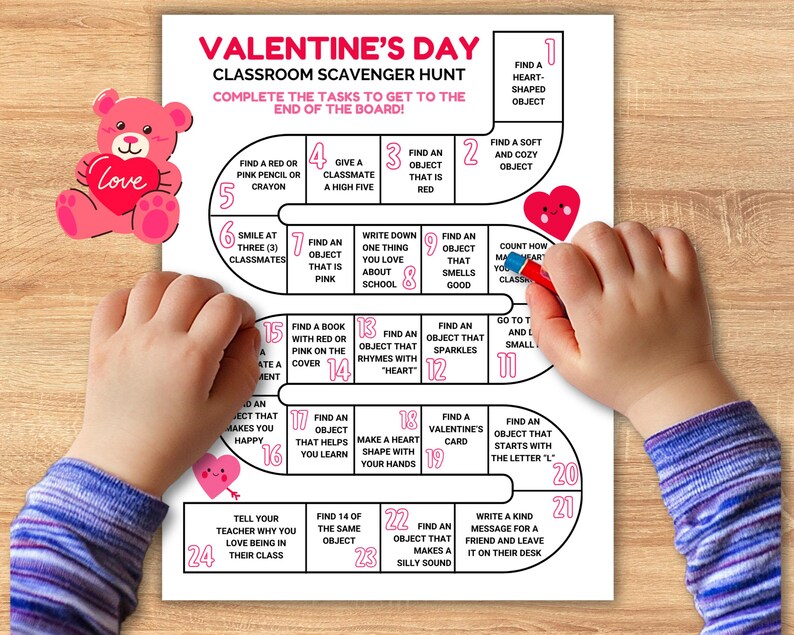Valentine's Day Classroom Scavenger Hunt, Valentine's Day Activity for ...