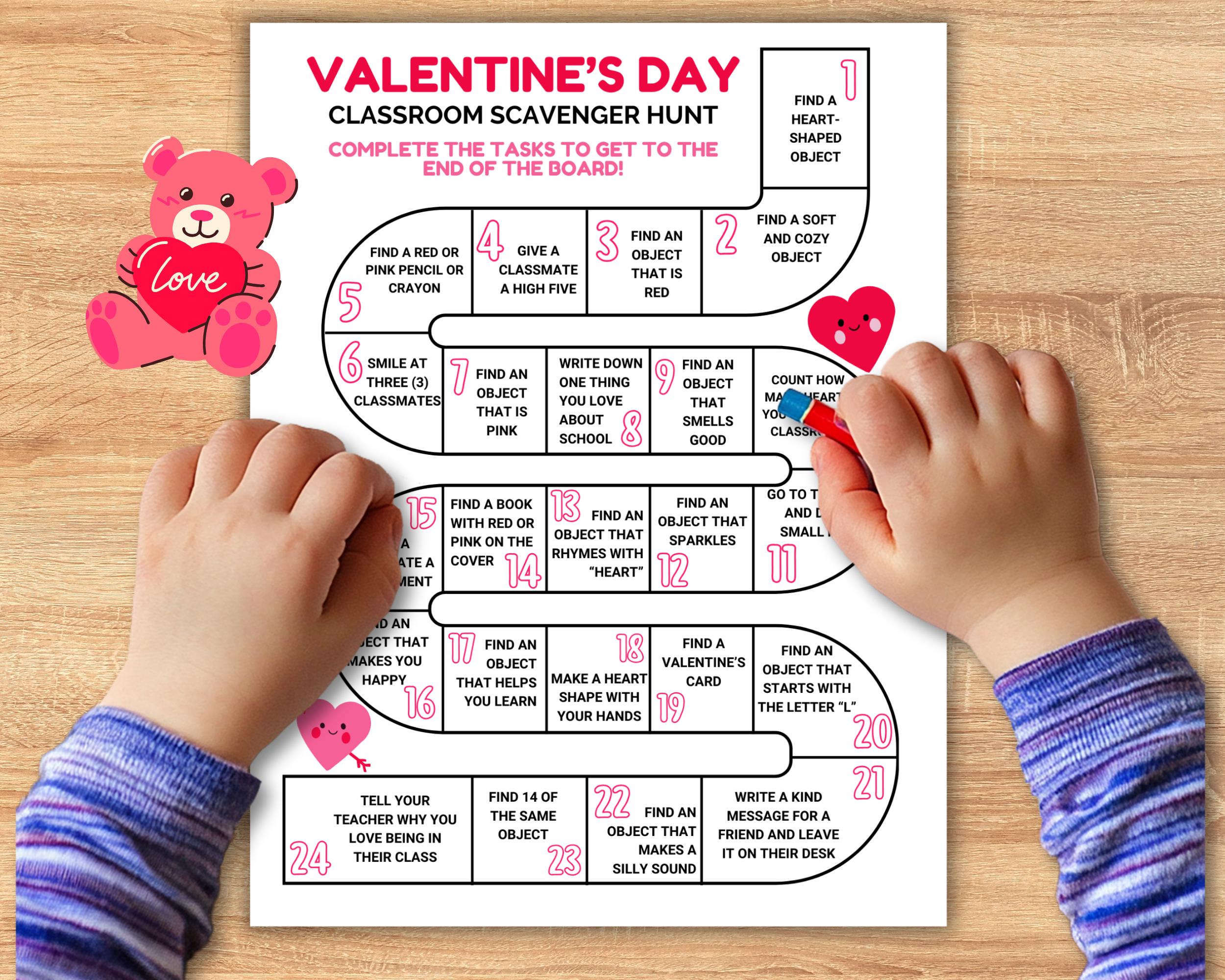 Valentine's Day Classroom Scavenger Hunt, Valentine's Day Activity for ...