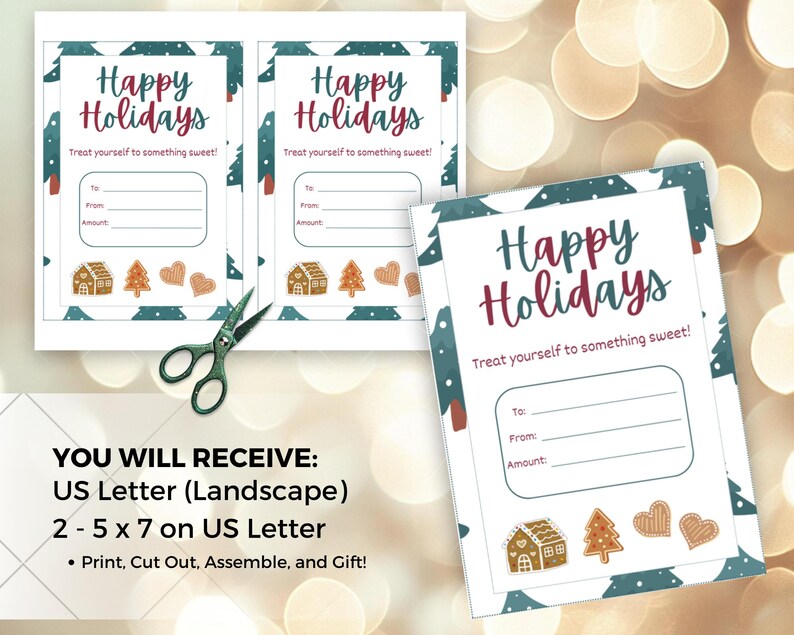 Happy Holidays Printable Gift Card Holder and DIY Envelope | Printable ...