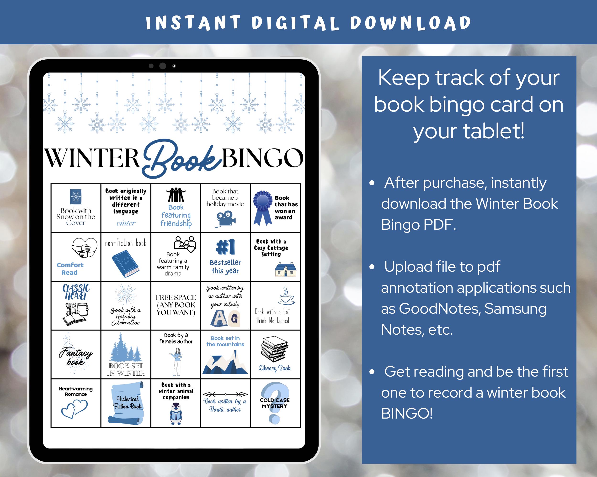 Printable Winter Book Bingo | Winter Book Tracker | Book Club Game ...
