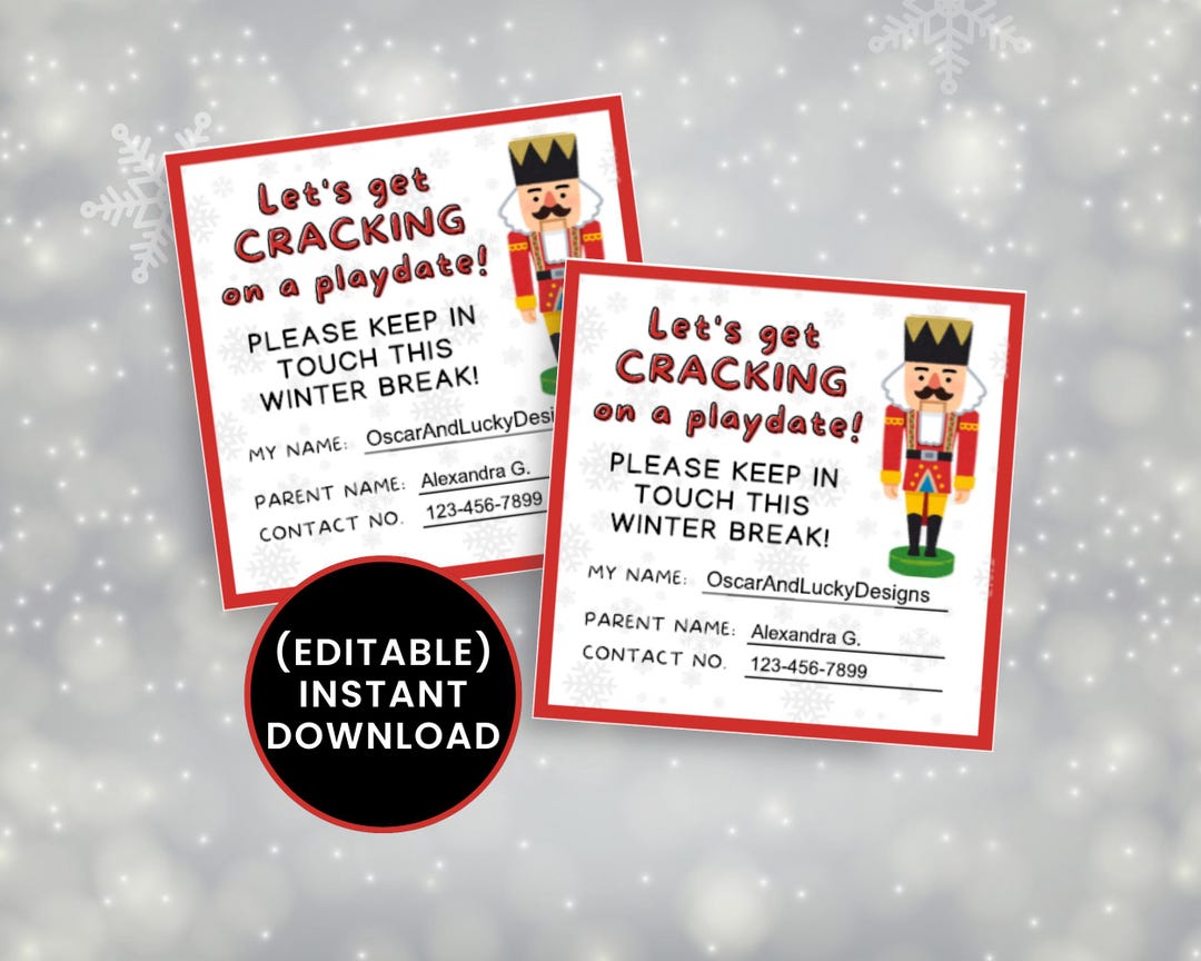 Fillable Playdate Cards for Kids | Winter Break Playdate Cards | Kids ...
