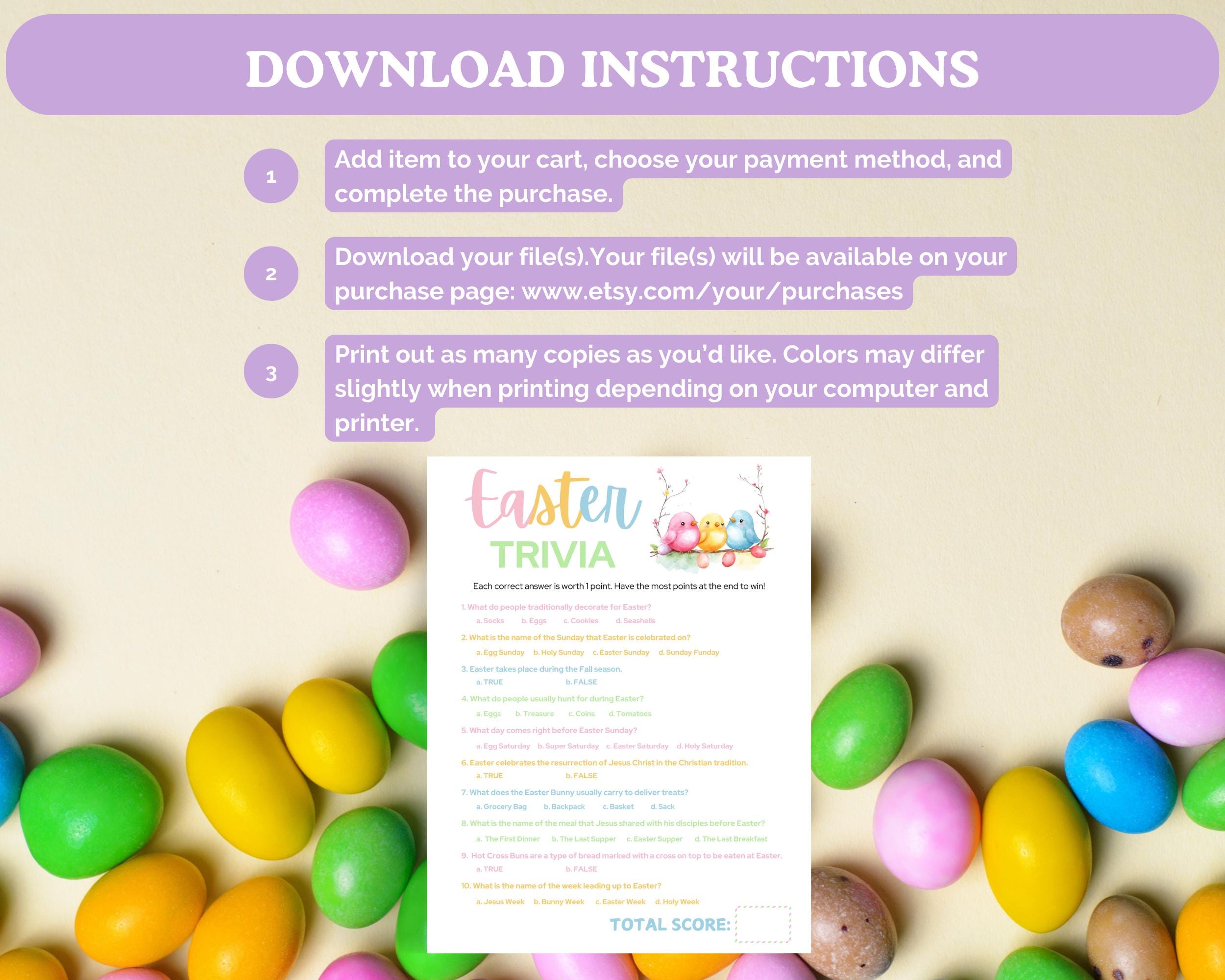 Printable Easter Trivia Card and Answer Sheet | Easter Trivia for Kids ...