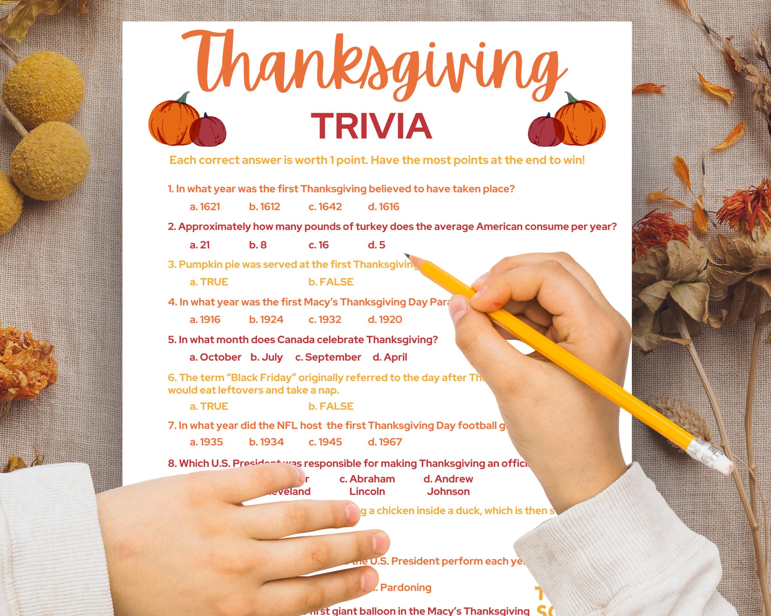 Thanksgiving Trivia: Feast of Knowledge! | Printable Thanksgiving ...