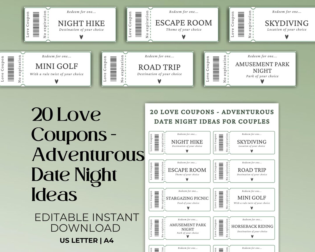 20 Printable Love Coupons for Adventurous Couples | Editable Love ...