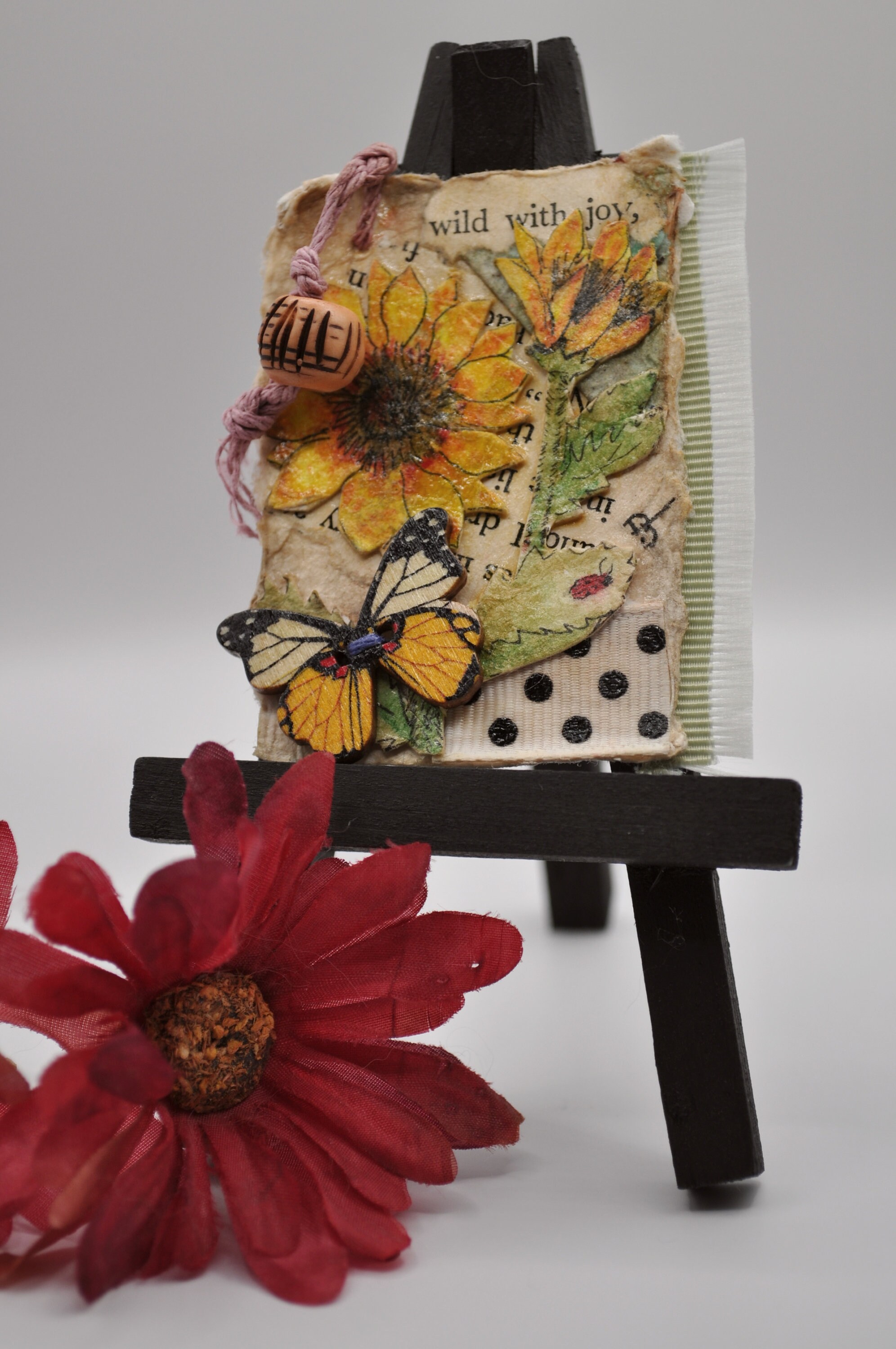 Original Artist Mini Collage, Mini Trading Card of Sunflowers With a ...