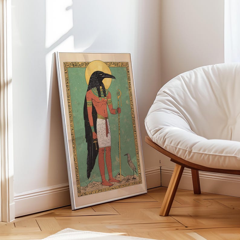 Retro Vintage Egyptian God Thoth Tarot Illustration | Ancient Egyptian ...