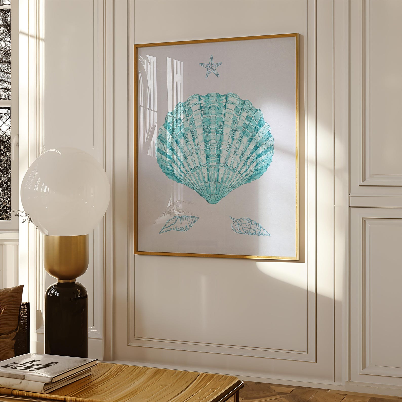 Vintage Soft Blue Seashell Printable Wall Art Coastal Poster Beach ...