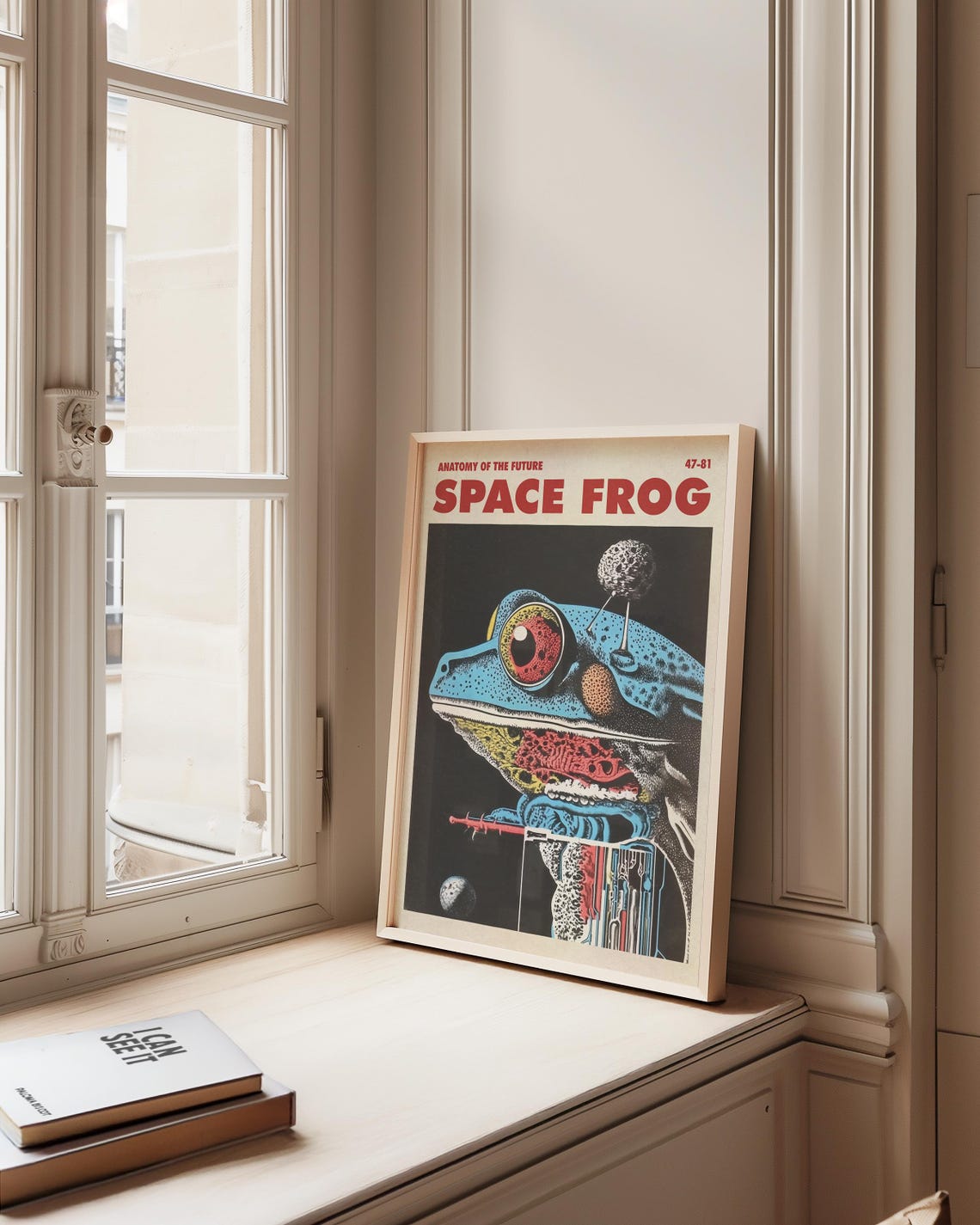 Retro Futuristic Frog Anatomy Poster - Surrealist Digital Art Print ...