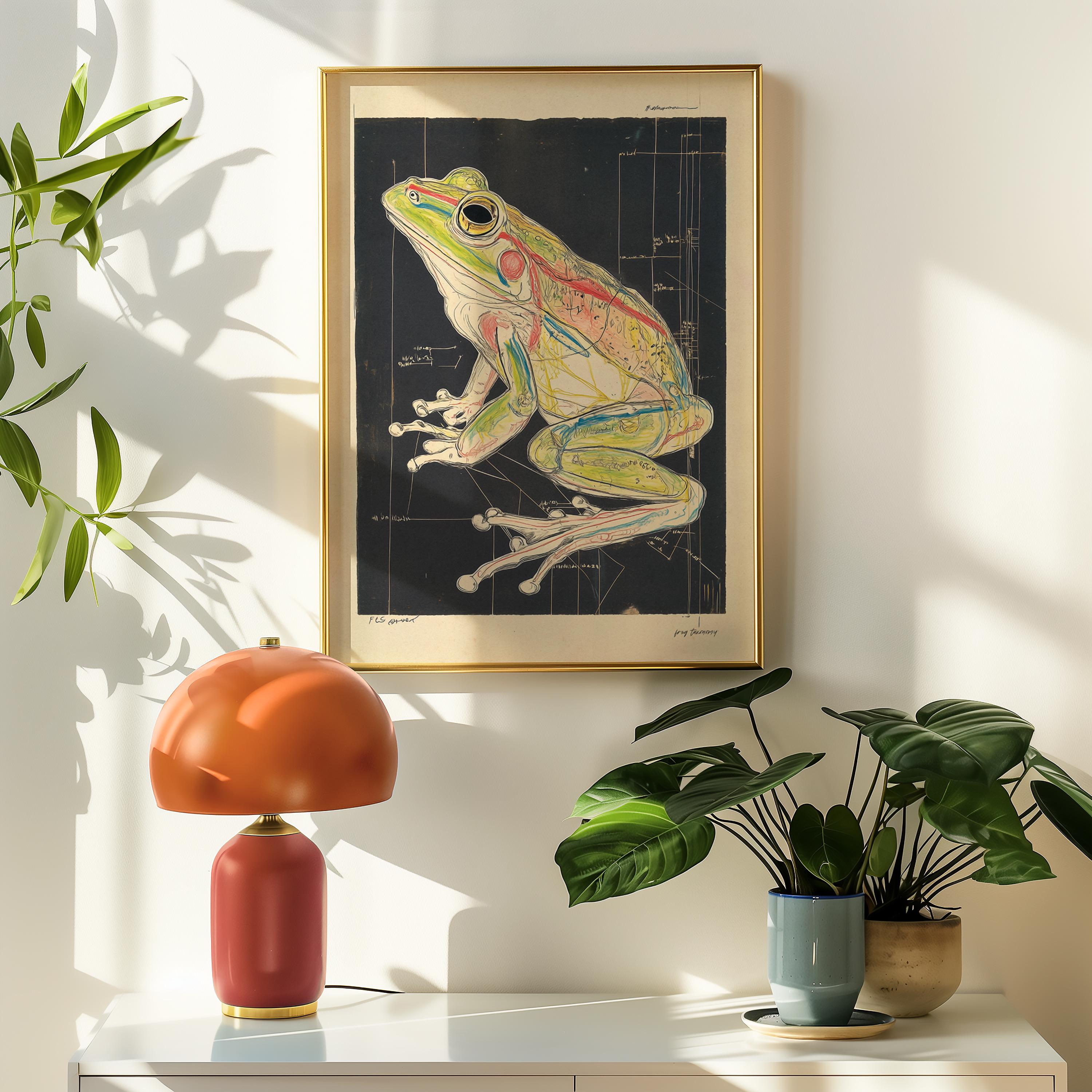 Hand Drawn Frog Anatomy Poster - Retro Vintage Scientific Illustration ...