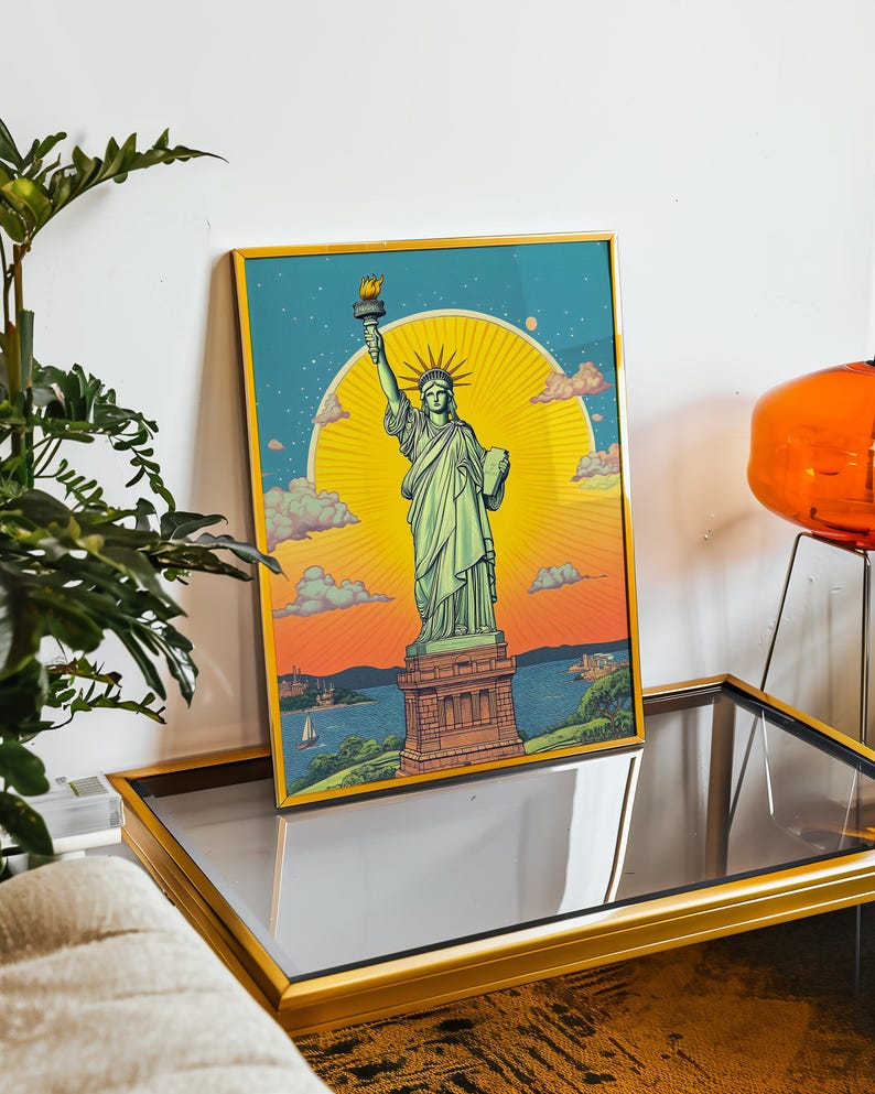 Vintage Statue of Liberty Print - Retro Printable New York Wall Art ...