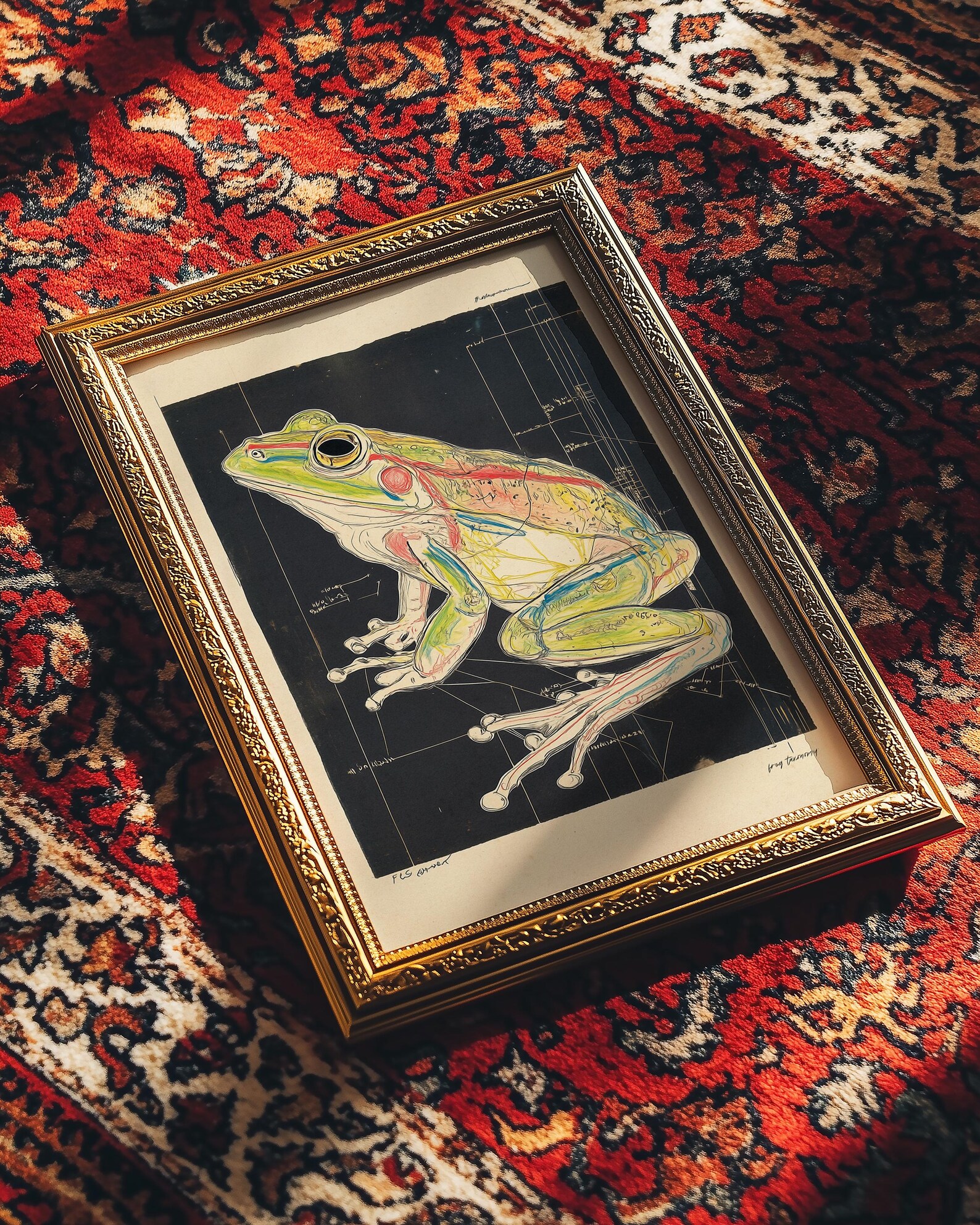 Hand Drawn Frog Anatomy Poster - Retro Vintage Scientific Illustration ...