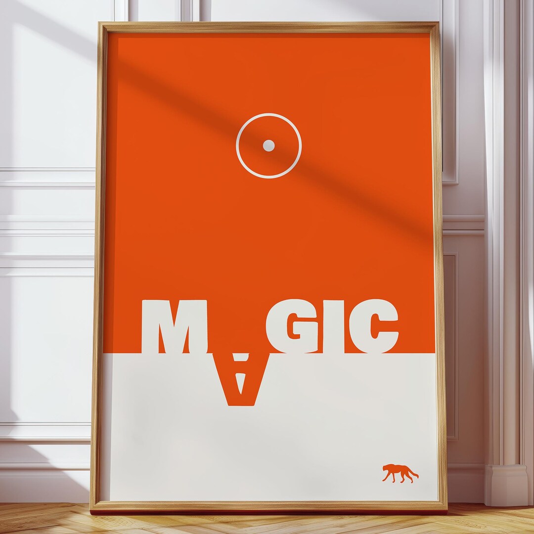 Magic Typography Poster, Modern Preppy Orange Wall Art, Inspirational ...