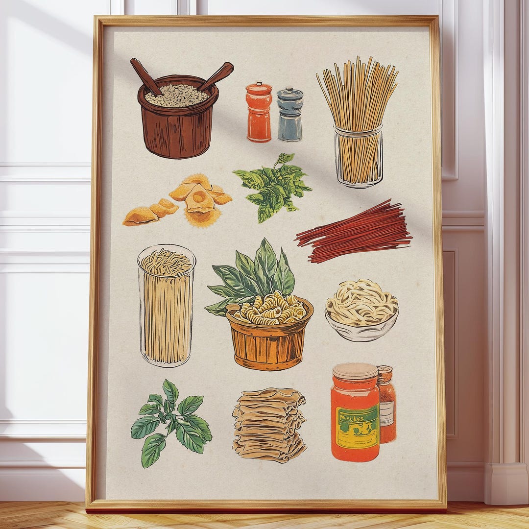 Pasta Chart Poster, italienisches Poster, Spaghetti Poster ...