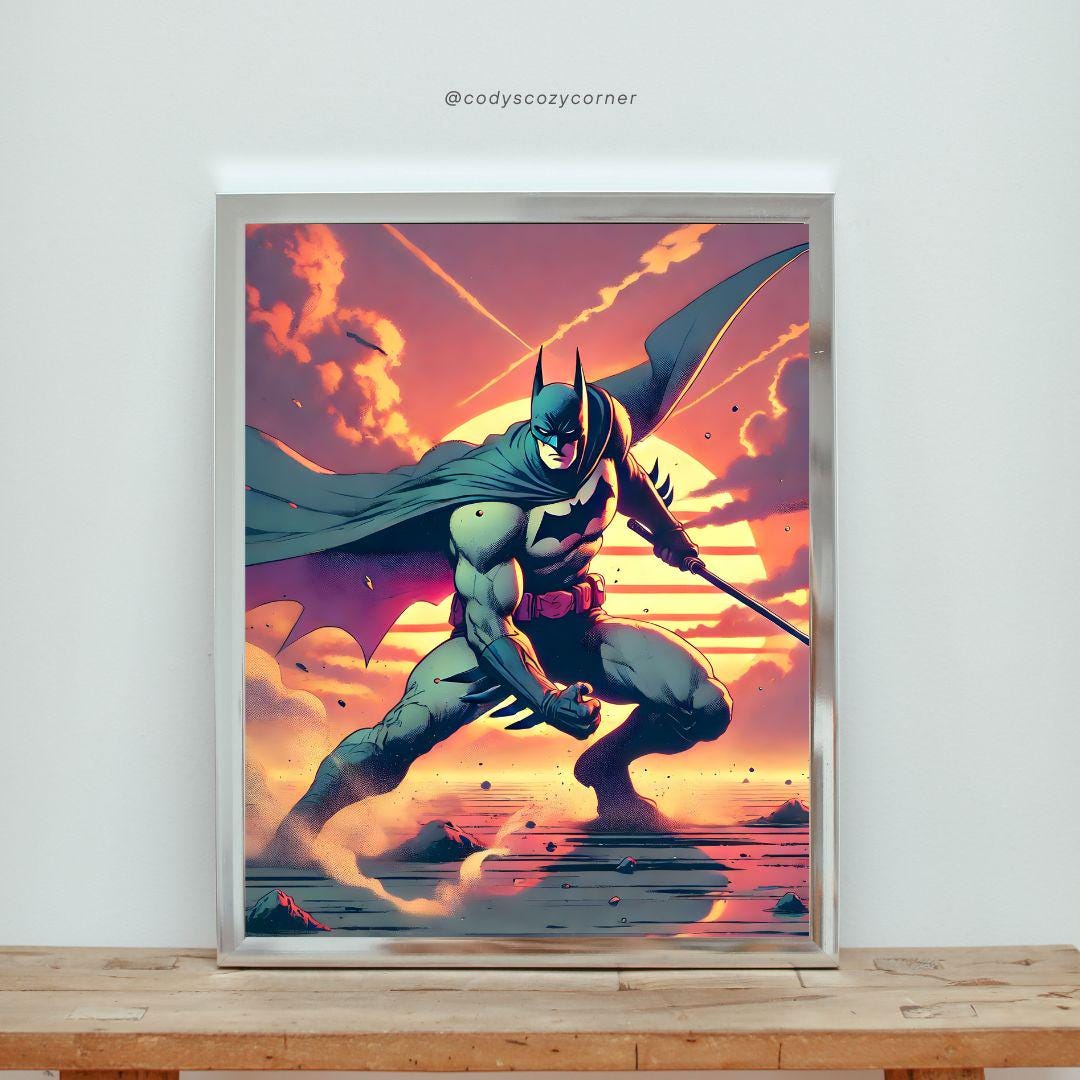 Batman Battle Stance Digital Art Epic Superhero Wall Decor - Etsy