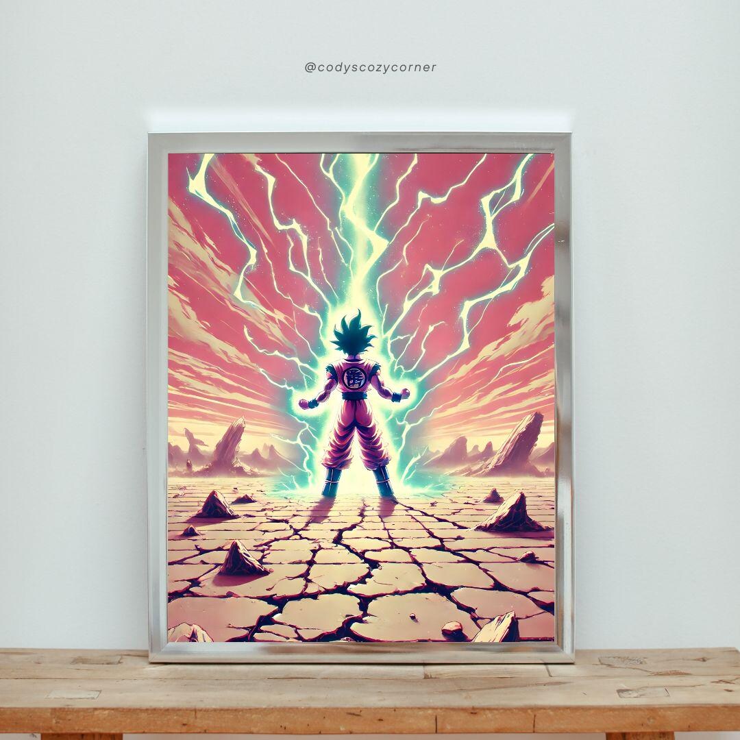 Goku Power Charge Digital Art Dynamic Dragon Ball Z-inspired Printable ...