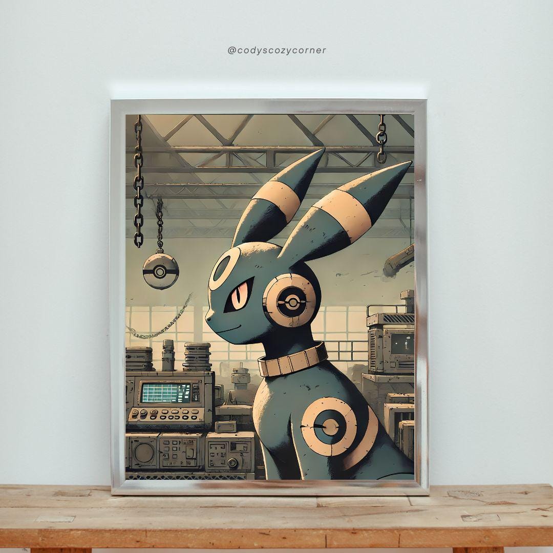 Umbreon Industrial Sci-fi Aesthetic Digital Art Print for Bedroom, Dorm ...