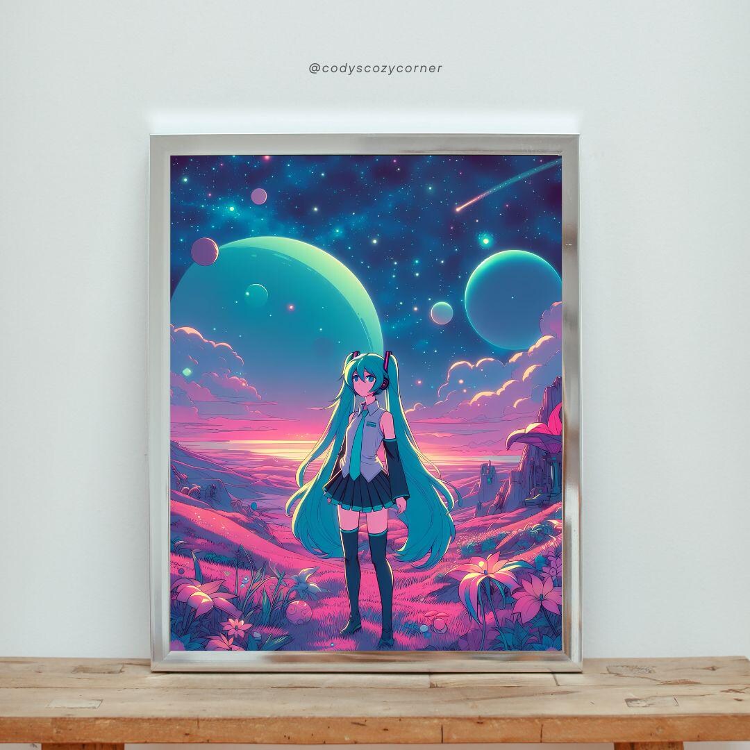 Hatsune Miku Cosmic Wilderness Wonder Digital Art Futuristic Anime ...