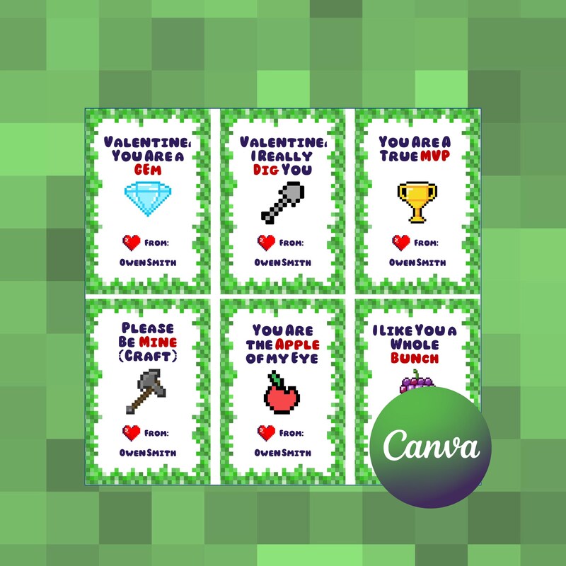Minecrafts Valentines - Etsy