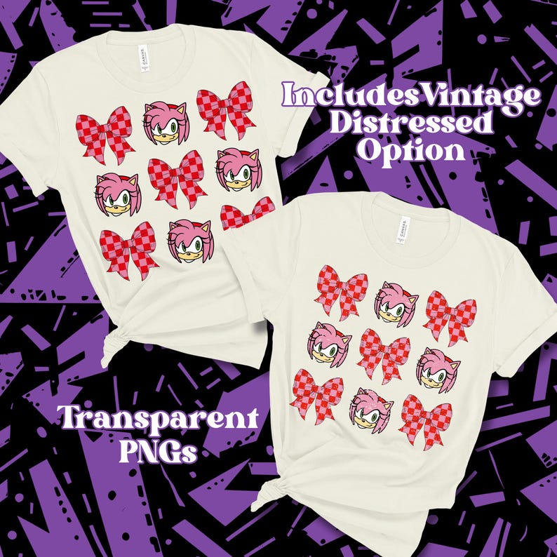 Coquette Bow Amy Rose Pink Sonic Inspired | 2 Images | Instant Download ...