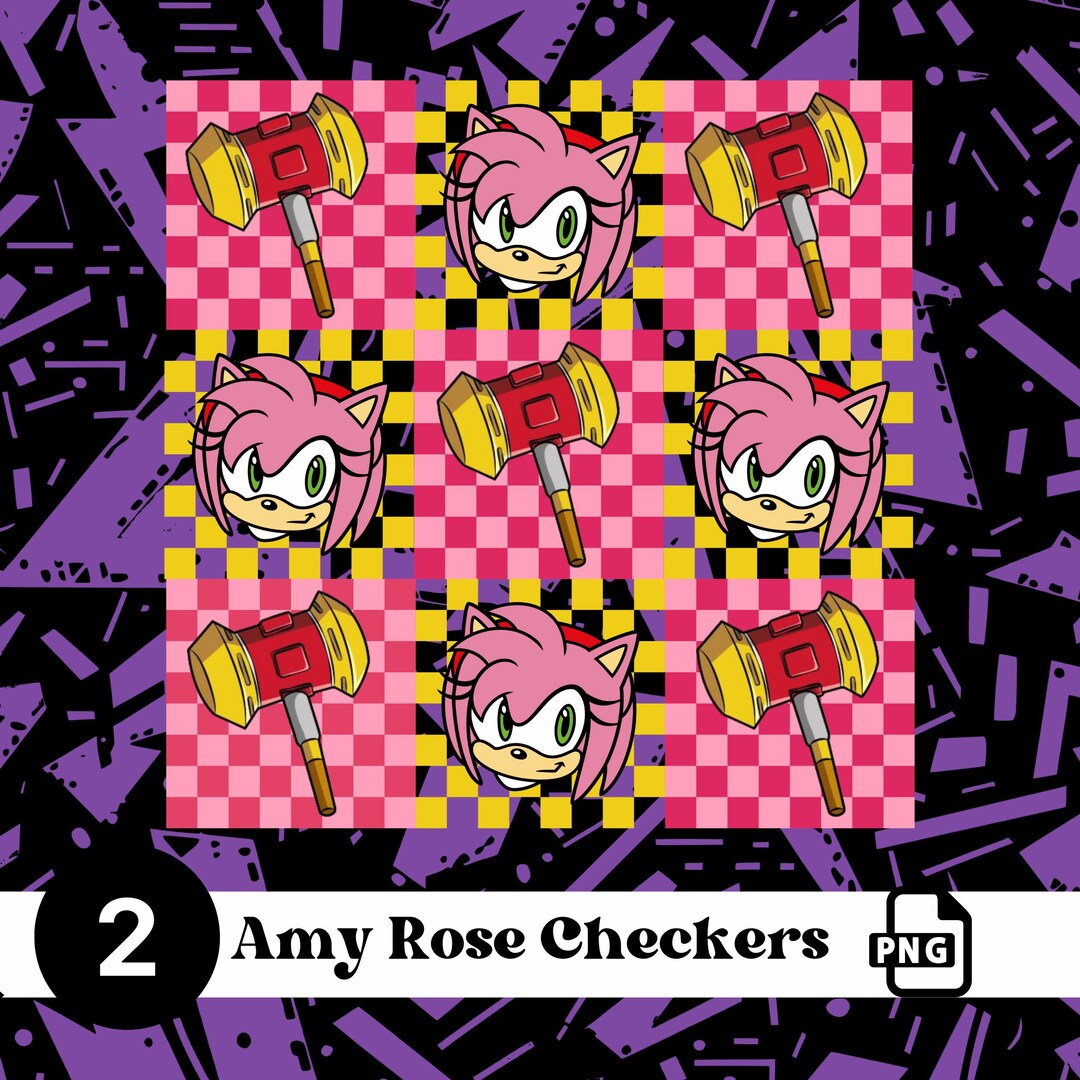 Amy Rose Pink Sonic Checkers Inspired | 2 Images | Instant Download ...