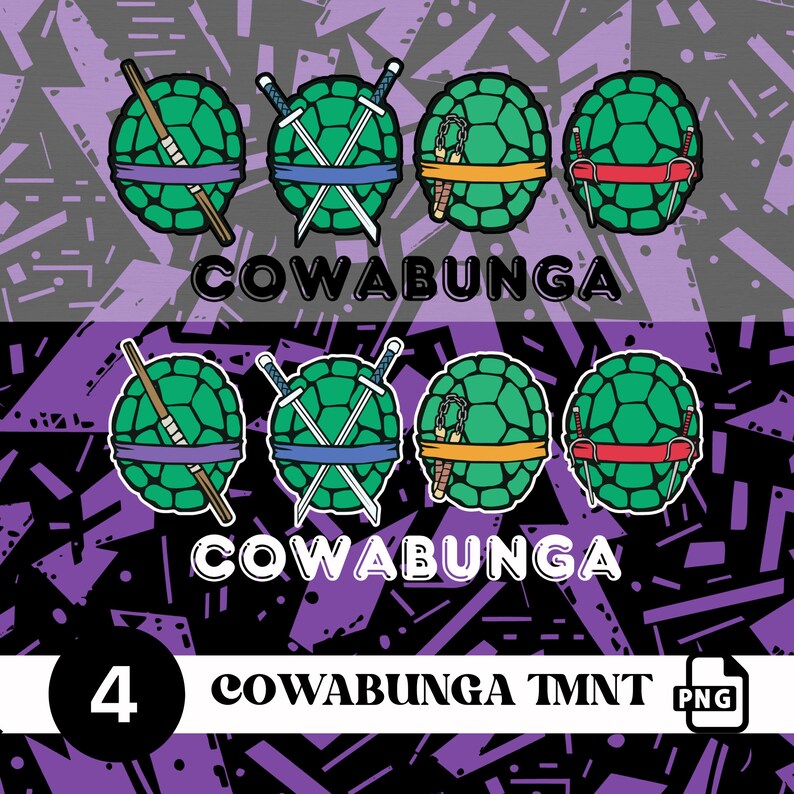Cowabunga TMNT Inspired 4 Images Instant Download PNG - Etsy