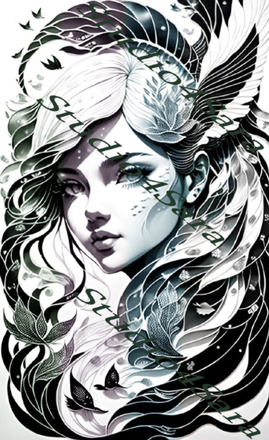 5 Mermaid Mer Fantasy Coloring Pages, Adorable Printable, Adults ...