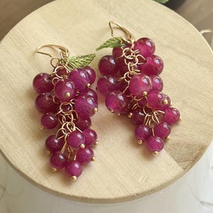 Purple Grape Dangle Earrings, Resin Fruit Jewelry, Statement Drop ...