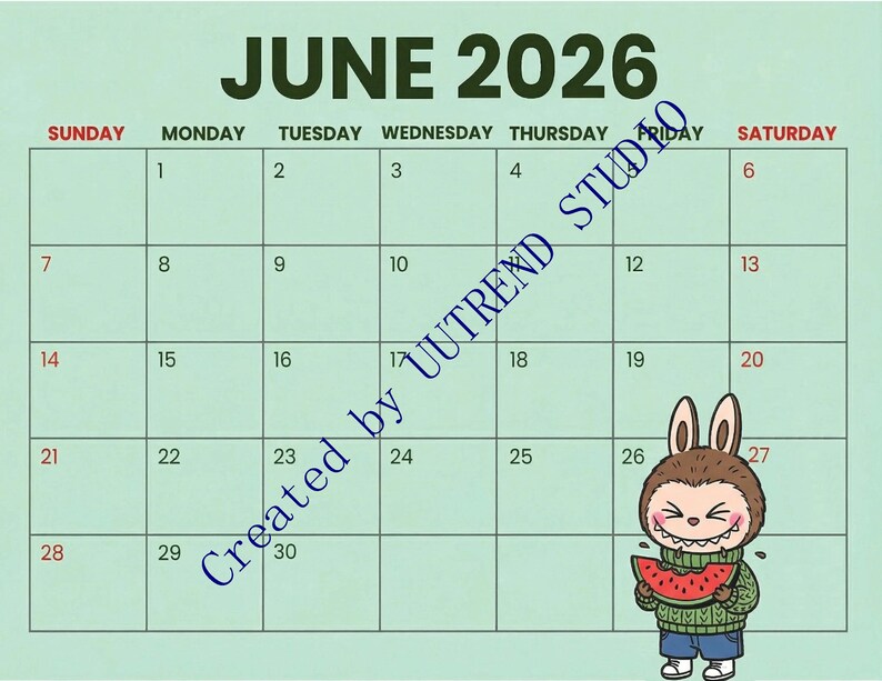 13 PAGES - 2026 Calendar - Labubu Theme - Printable Designs (PDF) - Etsy