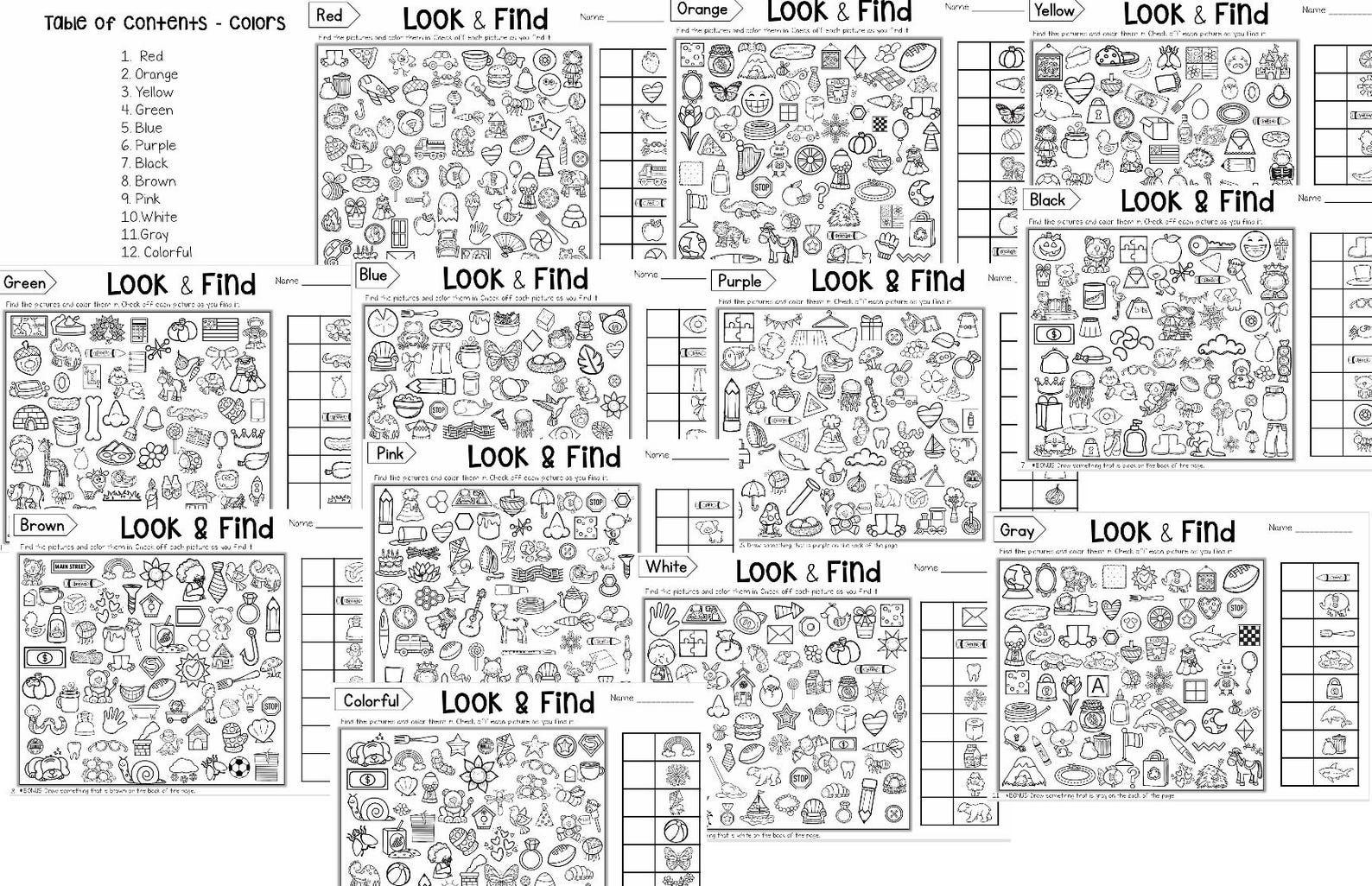 70 Pages-look & Find Hidden Picture Puzzle: Printable Activity (instant ...