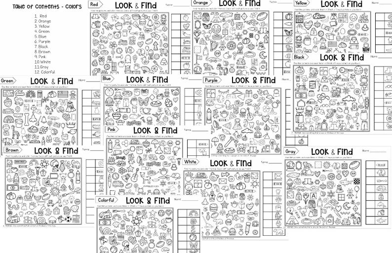 70 Pages-look & Find Hidden Picture Puzzle: Printable Activity (instant ...