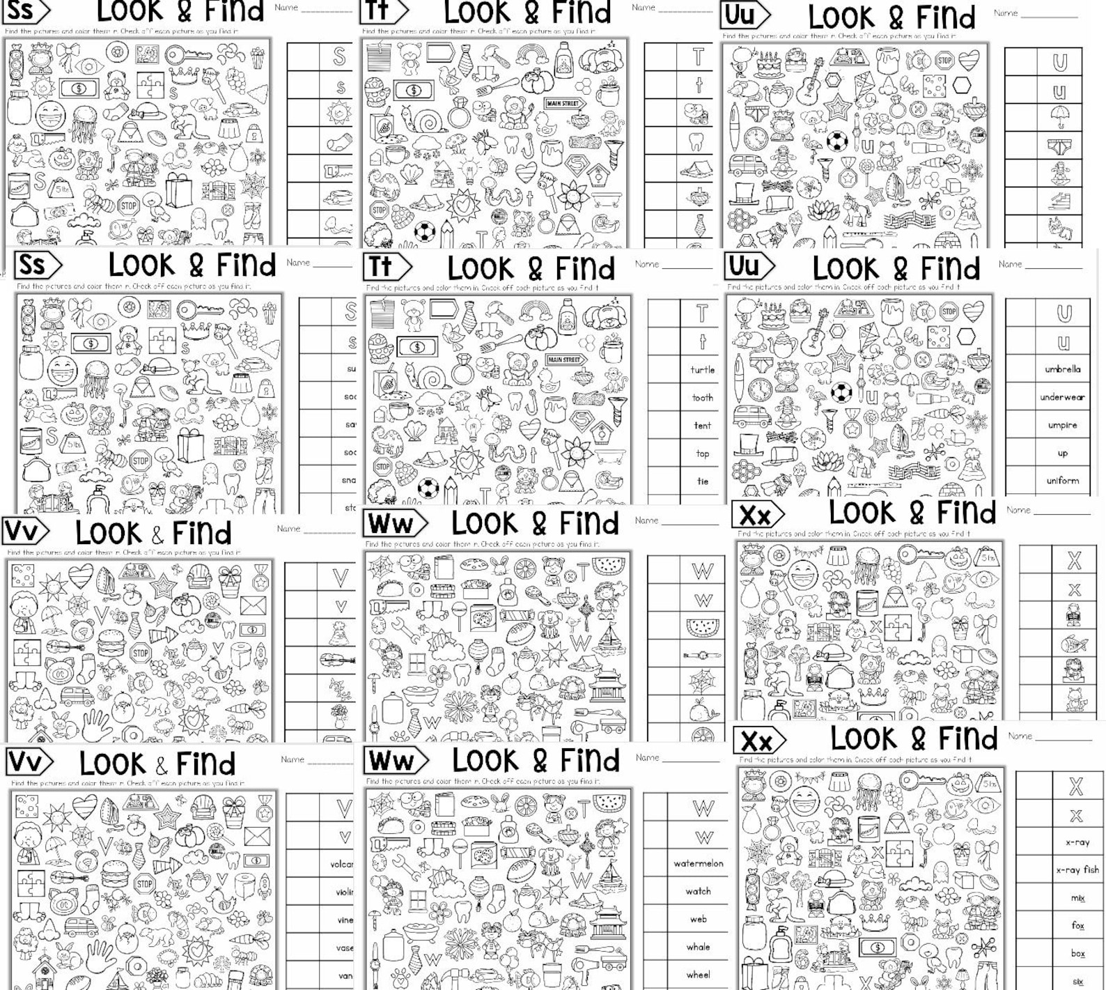 70 Pages-look & Find Hidden Picture Puzzle: Printable Activity (instant ...