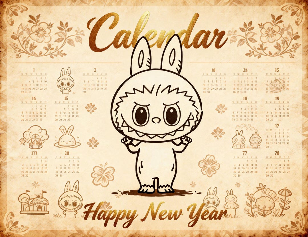 13 PAGES - 2026 Calendar - Labubu Theme - Printable Designs (PDF) - Etsy