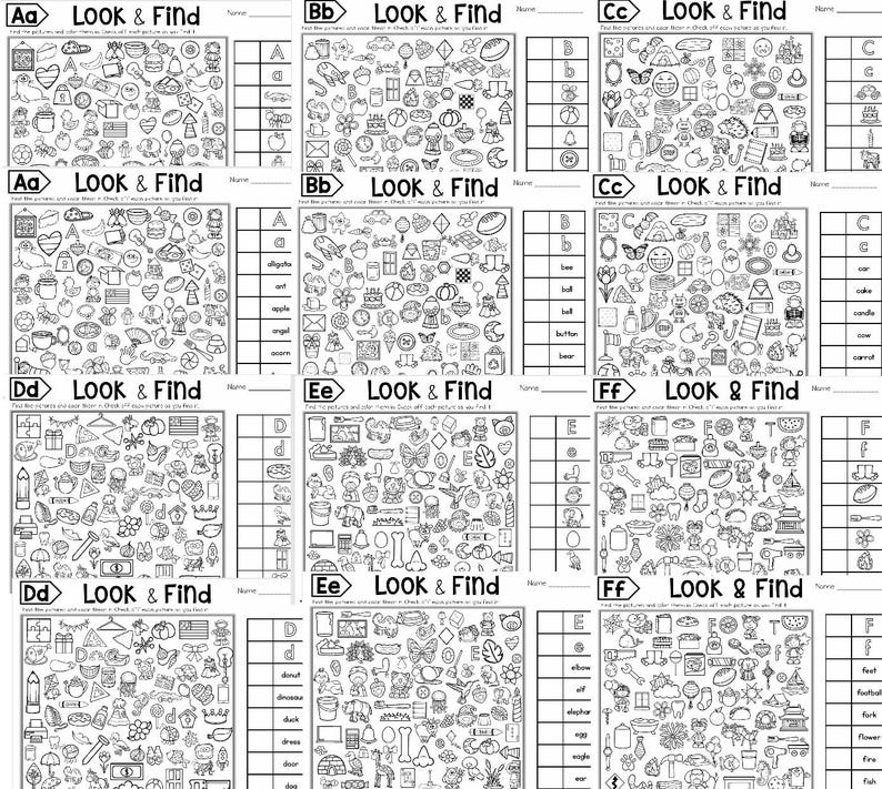 70 Pages-look & Find Hidden Picture Puzzle: Printable Activity (instant ...