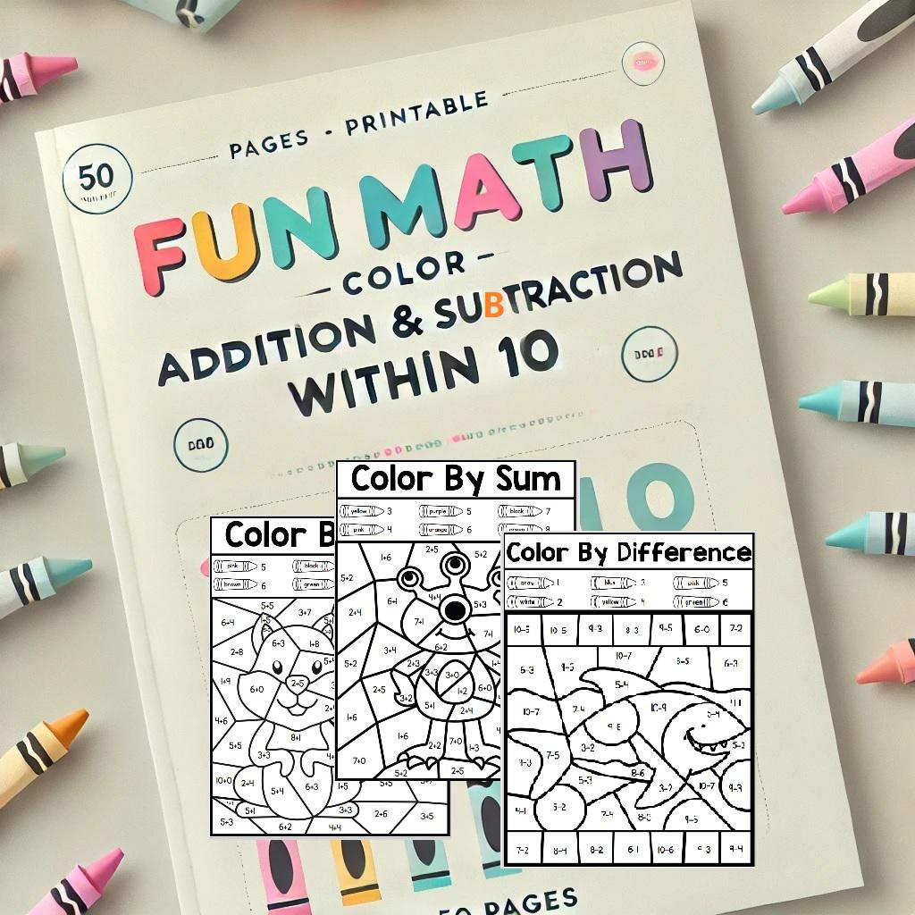 50 Pages-math Coloring Worksheets | Fun Educational Printables for Kids ...